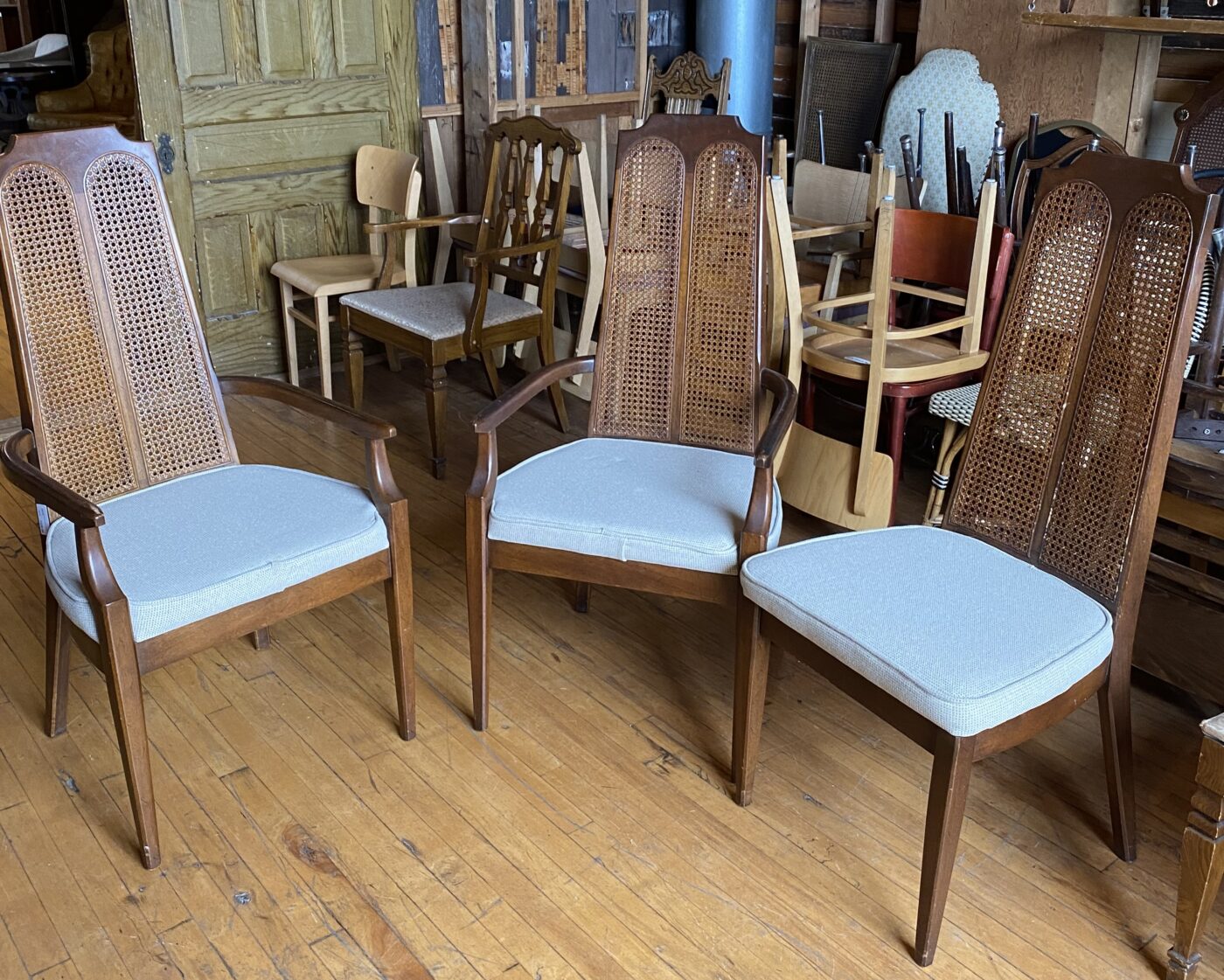 Cane Back Chair w Ivory Cushion – Salvage One