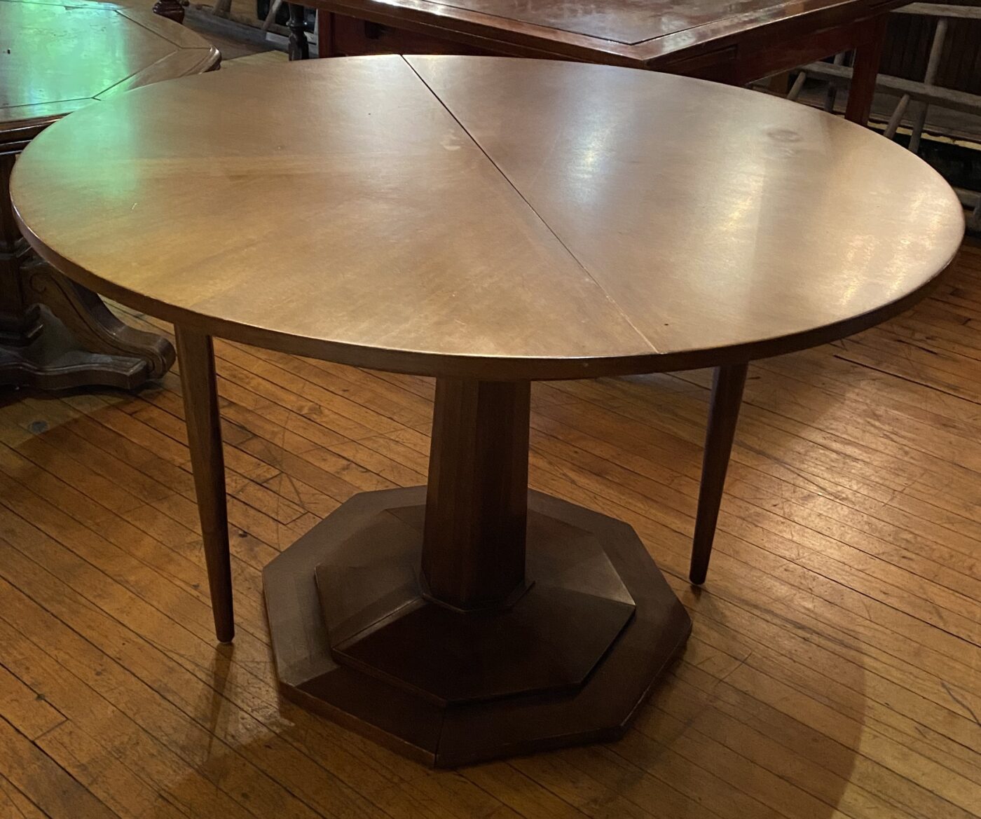 MCM Table w Octagon Base 2 Legs and 2 Leaves – Salvage One