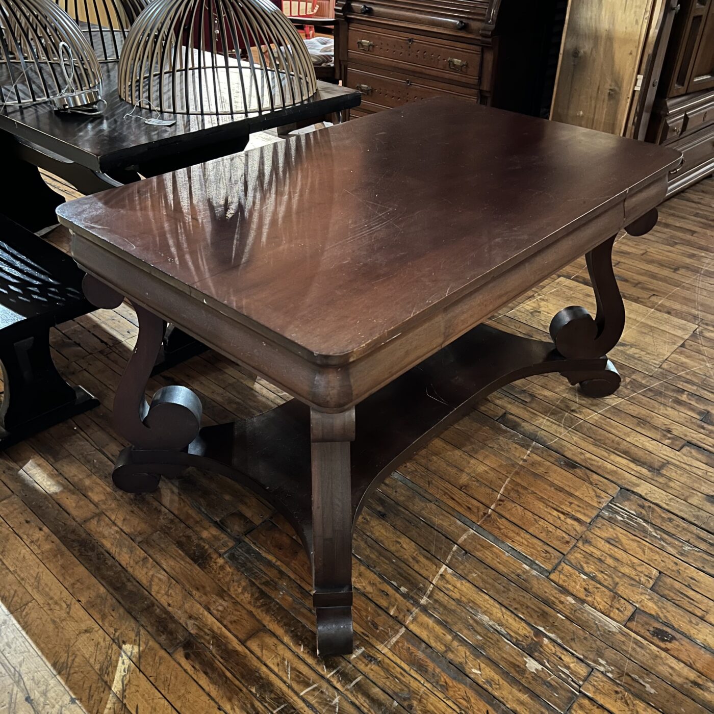 Scroll Leg Library Trestle Table 1 Drawer – Salvage One